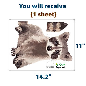 RoyoLam Lovely Raccoon Wall Decal Nursery Animal Wall Sticker Removable Peel and Stick Waterproof Wall Art Decor Stickers for Kids Baby Classroom Living Room Playing Room Bedroom