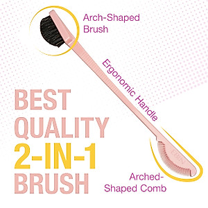 EBIN NEW YORK 24 Hour Edge Tamer Brush 2-in-1 Brush & Comb 3pack – Swine Bristle, Dual-ended, No Flaking, Styling Tool | Regular, Hard, Extreme