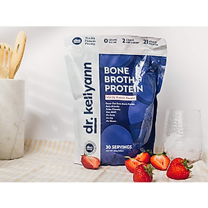 Dr. Kellyann Bone Broth Protein Powder, Vanilla (30 Servings) - Protein 21g, 2g Net Carbs - Grass Fed Hydrolyzed Collagen - Sugar Free, Gluten Free, Dairy Free, Paleo, Keto Protein Shakes