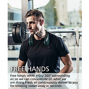 HonHey Personal Neck Fan, Bladeless Portable Neck Fan with 5000mAh Rechargeable Battery Operated and 3 Adjustable Speed, Adjustable Hands Free Fan, 360°Wearable Fan for Working/Outdoor/Travelling (GREEN)