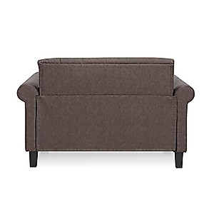 Furinno Bastia Vintage Modern Chesterfield Button Tufted Loveseat/Sofa Couch for Living Room, Brown Faux Leather