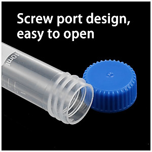 AYLIFU 12 Pieces 10ml Centrifugal Test Tube with Blue Screw Cover and Scale, Laboratory Screw Round-Bottom Plastic Centrifugal Tube, Suitable for Laboratory School Education