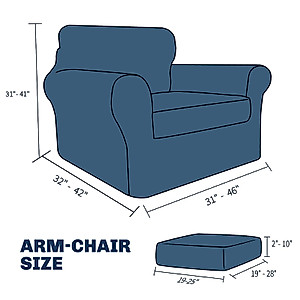 JIVINER 2 Pieces Armchair Covers for Living Room Stretch Chair Slipcovers with 1 Seat Cushion Covers Thick Fitted Couch Cover for Pet Dogs Furniture Protector (Chair, Dark Gray)