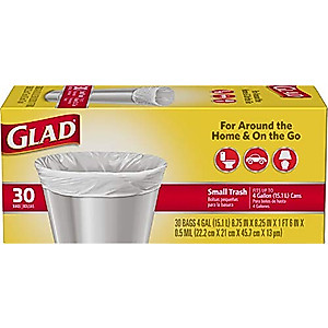 Glad Small Trash Bags - 4 Gallon White Trash Bag - 30 Count