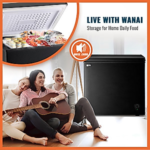 WANAI Chest Freezer Large Home Deep Freezers Black Top Door with Removable Basket Compact Freezer 7 Temperature Control Energy Saving for Home Kitchen Office Dorm Apartment