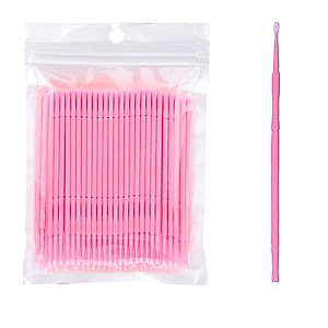 BlingKingdom 100pcs Micro Applicators Brushes Disposable Eyelash Extension Make Up Mascara Brushes for Eyelash Extension - Pink