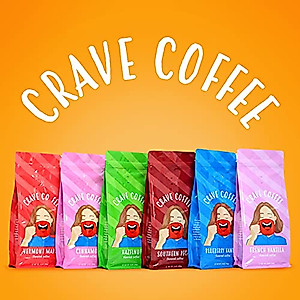 Crave Beverages Ground Coffee Bags Assorted Flavored Variety Pack, 10 Oz, Pack of 6