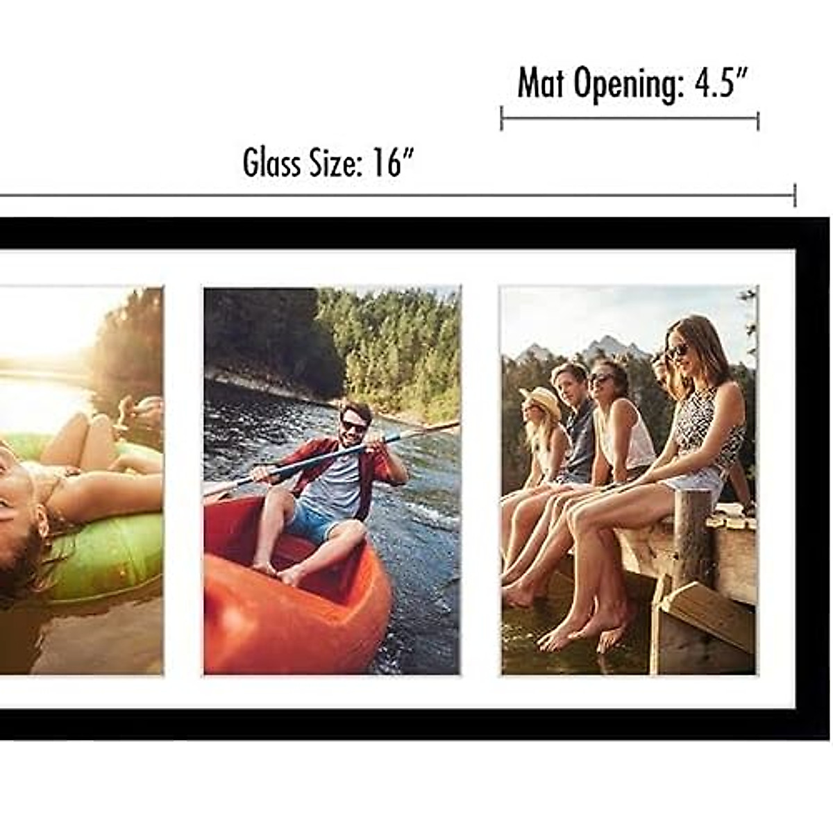 Americanflat 8x20 Collage Picture Frame in Black - Displays Four 4x6 Frame Openings - Engineered Wood Picture Frame with Shatter Resistant Glass, and Includes Hanging Hardware for Wall