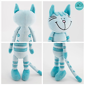 MR VIVICARE 14" Blue Stripe Standing Cat Stuffed Animals for Girls and Boys,Turquoise Stuffed Cat Plush Toys for Kids and Newborn Baby,Great Birthday, Machine Washable