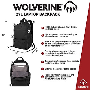 WOLVERINE 27L Slimline Laptop Backpack, Chestnut, One Size