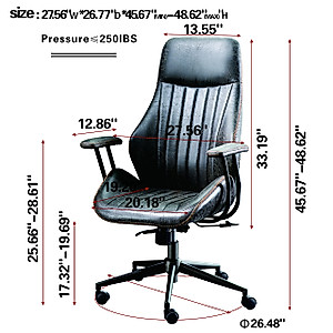 XIZZI Ergonomic Chair Office Computer Chair Executive High Back Home Office Desk Chairs with Armrest Lumbar Support (Dark Grey)