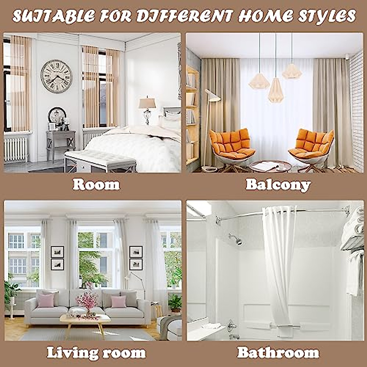 WCIC 48 PCS Curtain Grommets 40mm Roman Ring Inner Diameter (1-9/16") Nanoscale Low Noise Shower Curtain Rings for Curtain Rod Plastic Curtain Grommet Kit Black