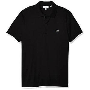 Lacoste Men's Short Sleeve Pima Jersey Interlock Regular Fit Polo, Black, X-Large