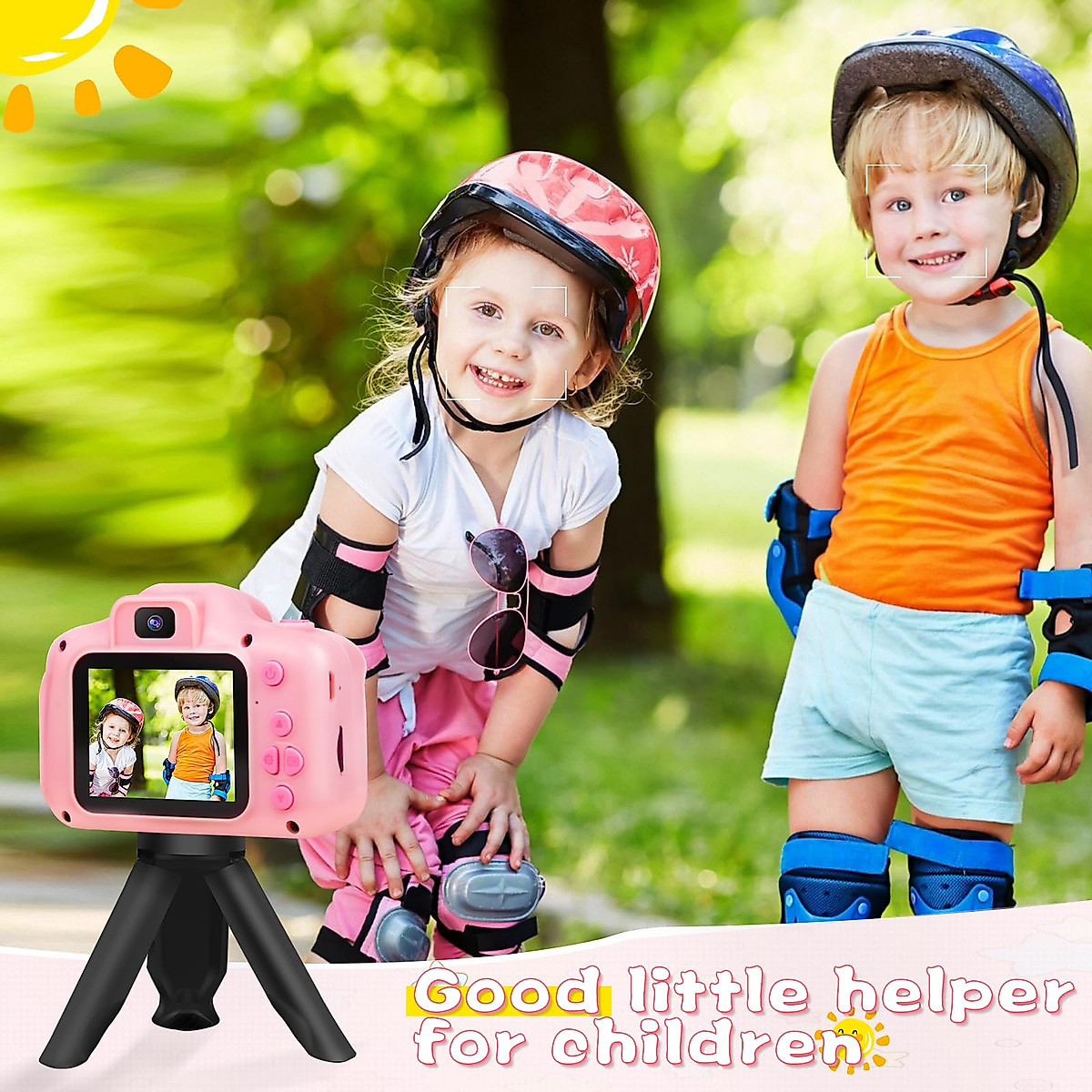 PROGRACE Mini Tripod for Kids Waterproof Camera Dual Selfie Kids Digital Camera Flexible Tripod Action Camera Grip Stability Lightweight Tripod