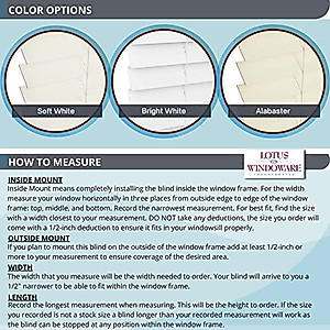 LOTUS & WINDOWARE Cordless 2" Faux Wood Blind 46" Wide x 36" Long, Soft White, Smooth (FCX4636WH) - 46 x 36,Soft White