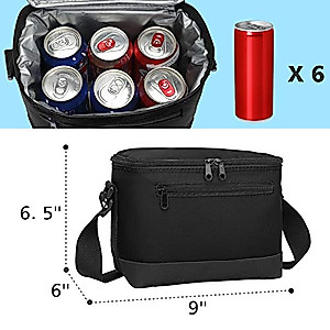 AIRBUYW Insulated lunch Bag, 6 Cans Small Insulated Cooler Box Tote Container Lunch Bag Pack With Adjustable Strap For Women Men
