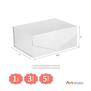 ARTDEARM 5 Gift Boxes 9x6.5x3.8 Inches, Gift Boxes with Lids, White Gift Boxes, Magnetic Closure Gift Boxes, Bridesmaid Proposal Boxes for All Occasions (Glossy White)