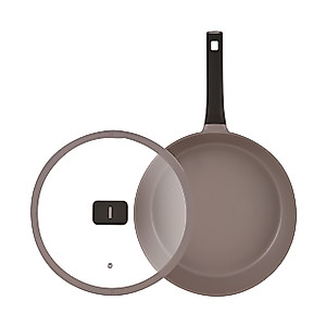 MasterPRO - Gastro Titanium Collection - 12.5” Fry Pan with Tempered Glass Lid - Durable Cast Aluminum Frying Pan - Non Stick Fry Cooking Pan - Suitable for All Stove Types