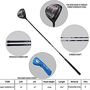 WENGH Golf Fairway 3 Wood or 5 Wood,Golf Fairway Woods for Men Right Handed Golfers,with Graphite Shaft (Flex-Reqular)-43.5 Inch