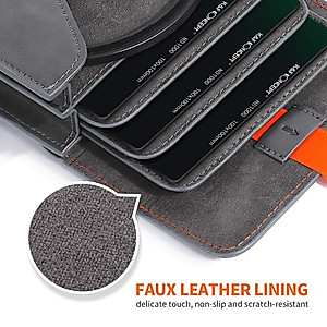 K&F Concept Lens Filter Case, Leather Carrying Filters Bag Pouch for Square ND CPL etc Filters up to 100x100mm, Designed NANO-X Series Square Bracket