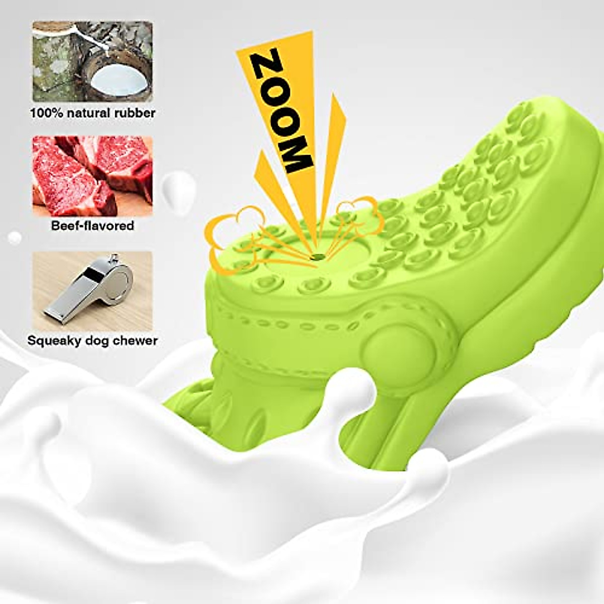 IZETIANZHE Indestructible Dog Toys, Squeaky Dog Toys for Aggressive Chewers, Tough Dog Chew Toys for Medium/Large Dogs/Heavy Duty Dog Toys (Slipper-Green)