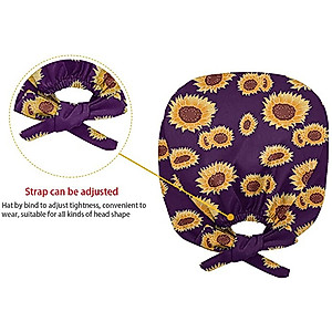 Babrukda 2 Pieces Set Sloth Tropical Cactus Print Hats for Women Men Cap with Sweatband Adjustable Tie Back Hats Head Hair Cover for Housework Painting Decoration Travel