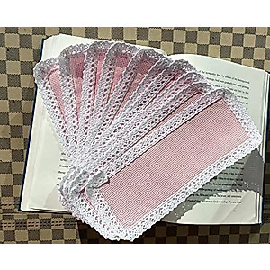 12pcs of 30x100 aida, 8.5x19cm in Size, Pink 14count Cotton aida Cloth Bookmarks to Cross Stitch