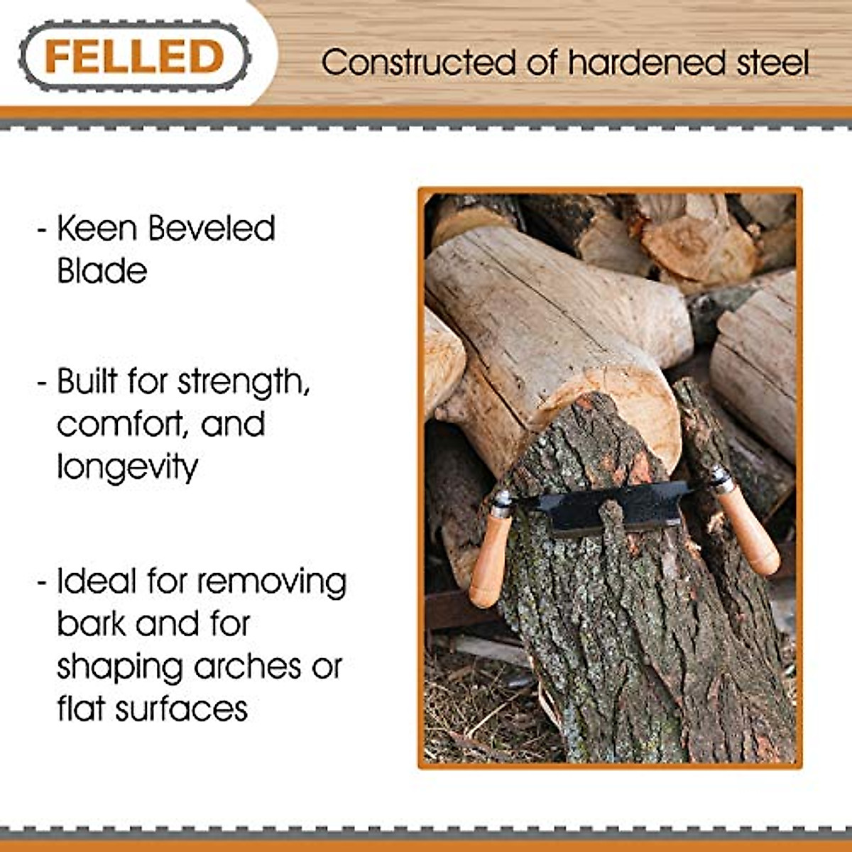 Felled Draw Shave Knife – 5in Straight Draw Knife Straight Draw Shave Tool Woodworking Debarking Hand Tool