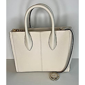 Michael Kors Mirella Small Shopper Top Zip Bag bundled SM TZ Coinpouch Purse Hook (LT Cream Multi/Vanilla PVC)