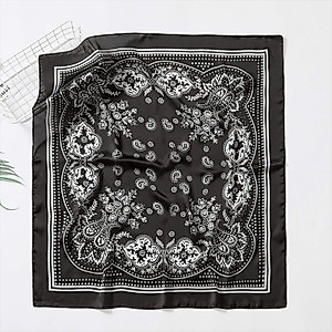 Yeaplike 4 Pcs 26.5×26.5 inches Silk Feel Satin Square Head Scarves for Women Neck Hair Scarves Hair Bandanas