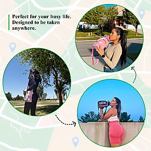 Venture Pal Large 64 oz/Half Gallon Motivational Water Bottle with Storage Sleeve - BPA Free Water Jug with Handle and Adjustable Strap - Comes with a Complimentary Cleaning Brush and Straw Brush