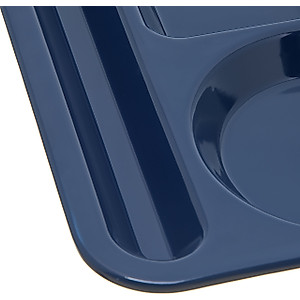 Carlisle FoodService Products Left-Hand Heavyweight 6-Compartment Melamine Tray 10" x 14" - Dark Blue