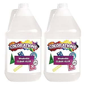 Colorations Washable Clear Glue, 2 gallons, Dries Clear, Gluing, Crafts, School Supplies, Office, Home, Classroom, Projects, Washable School Glue, Non Toxic Glue