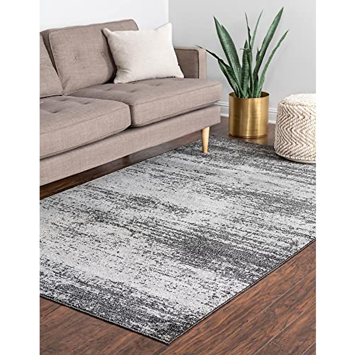 Rugs.com Angelica Collection Rug – 6' x 9' Dark Gray Medium Rug Perfect for Bedrooms, Dining Rooms, Living Rooms
