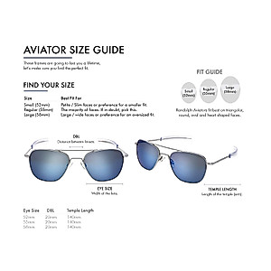 Mens or Womens Aviator Sunglasses, Matte Chrome Finish, Classic, Polarized UV Protection by Randolph USA