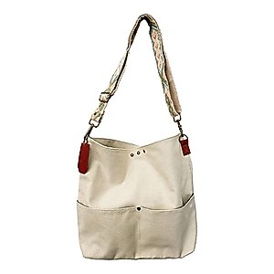 Pretty Simple Me Sloane Slouchy Hobo Bag (Cream) - Crossbody Bag | Comes w/ 2 Straps | Removable PU Leather Shoulder Strap | Canvas Crossbody Strap | Magnetic Closure | Shoulder Bags