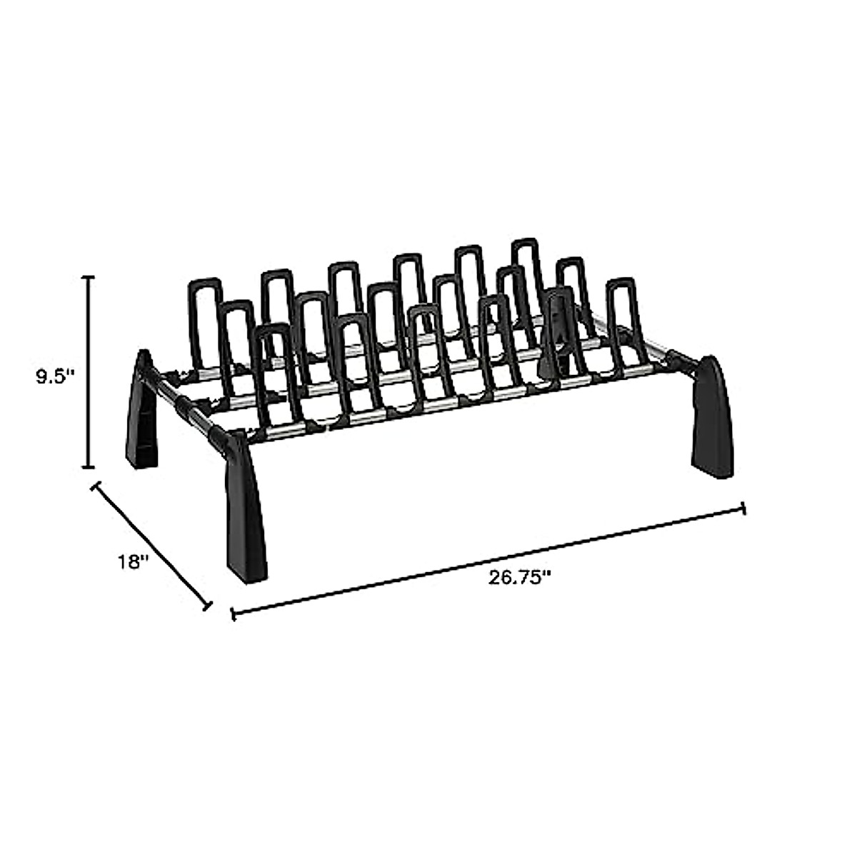 Organize It All 9 Pair Floor Shoe Rack | Storage and Organization | Great For Bedroom | Entryway | Closet | Compact Design | Black