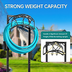 GREENER Freestanding Heavy Duty Hose Holder - Detachable Metal Hanger, Holds 150-feet Hose, Outdoor Yard Lawn Storage Rack