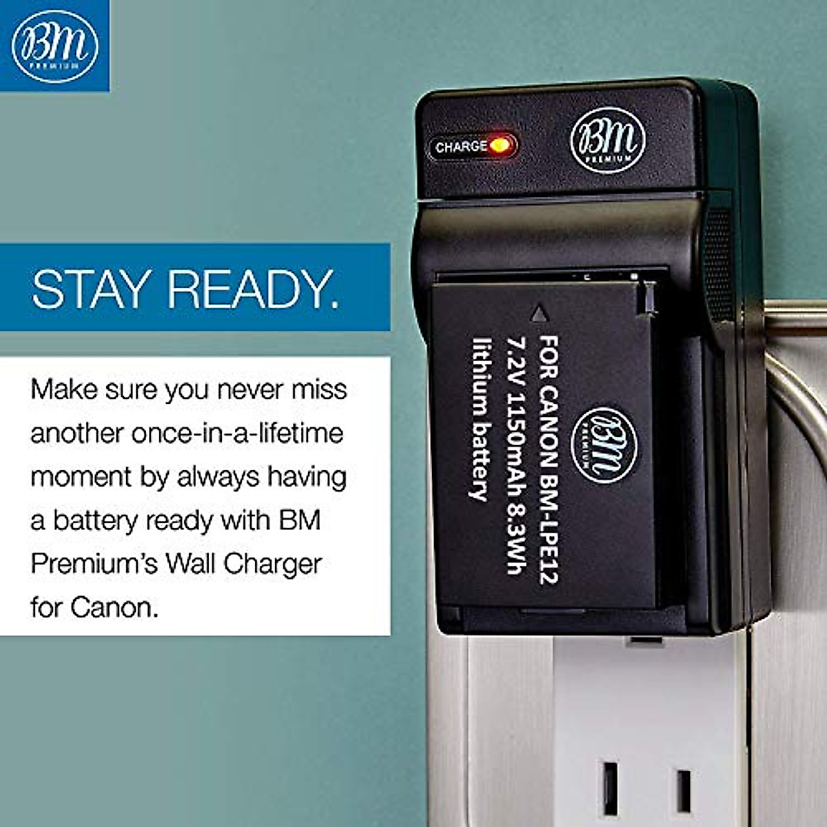 BM Premium 2-Pack of LP-E12 Batteries and Charger for Canon EOS-M, EOS M2, EOS M10, EOS M50, EOS M50 II, EOS M100, EOS M200, SX70 HS, Rebel SL1 Camera