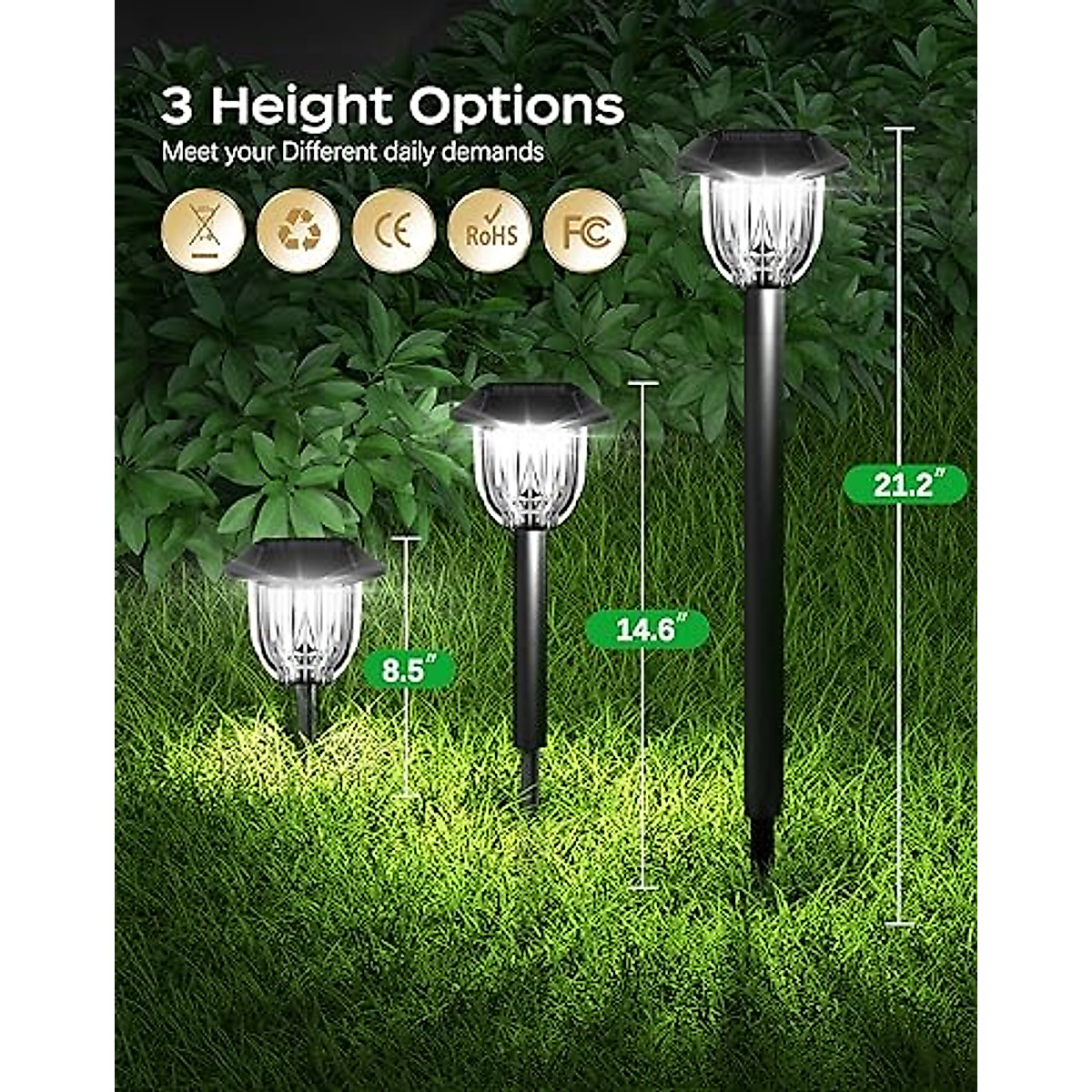 WIHTU 6 Pack Solar Lights for Outside Garden Pathway Lights Outdoor Waterproof Bright Lights for Yard Decor Solar Powered Landscape Lighting for Walkways Driveway Sidewalk Patio Lawn (Cool White)