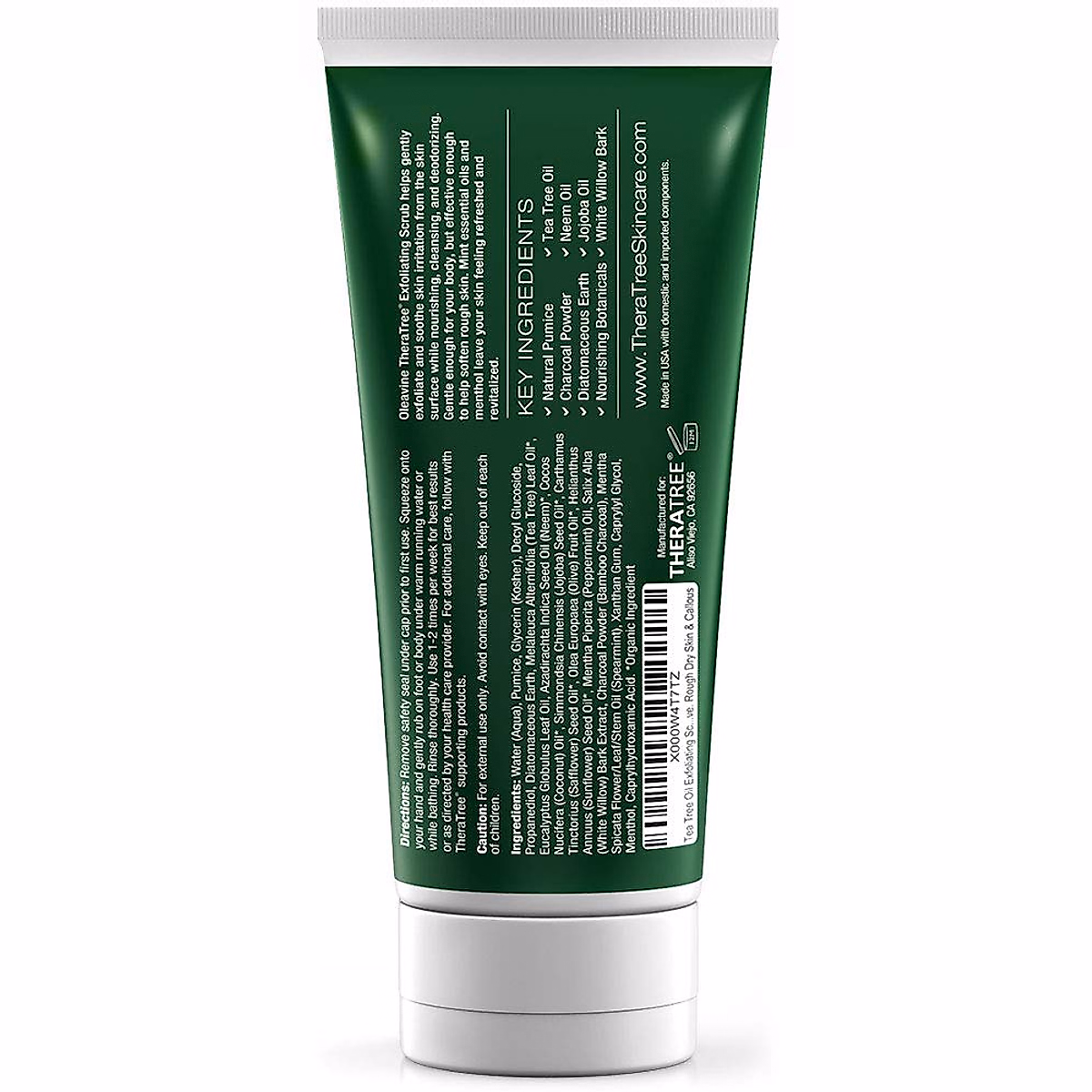 Tea Tree Oil Exfoliating Scrub with Bamboo Charcoal, Neem Oil & Natural Pumice by Oleavine TheraTree