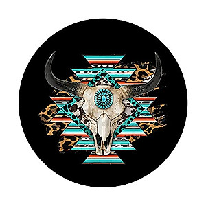 Western Serape Aztec Cow Skull Bull Skull Cowgirl Rodeo Girl PopSockets Swappable PopGrip