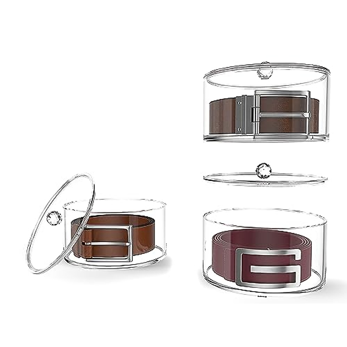 ELYPRO Premium Acrylic Belt Organizer - Sleek, Multi-Functional Storage for Belts, Jewelry, Makeup & Hair Accessories - Transparent, Rotating Drawers, Stackable & Wall-Mountable Design (XL-4)