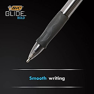 BIC Atlantis Velocity Bold Retractable Ball Pen, Bold Point (1.6mm), Blue, 12-Count, Rubber Grip for Comfortable Writing