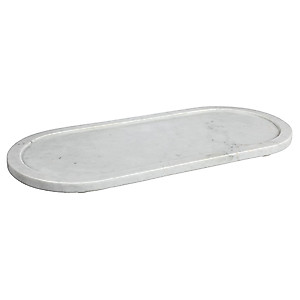 Bloomingville Modern Oval Marble Serving Raised Edge, White Tray