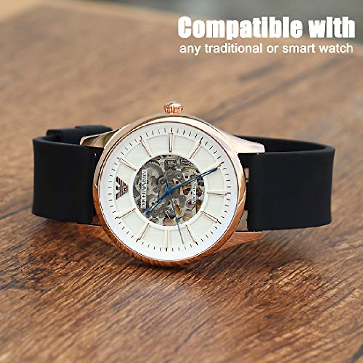 Wellfit Watch Strap, 22mm Silicone Watch Band, 22mm Watch Band Quick Release, 22mm Rubber Watch Bands (22mm, Black)