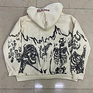 NEWSAIL Women Rhinestone Y2K Spider Skeleton Zip Up Hoodies,Rhinestone Y2k Sweatshirt for Women Oversized Skeleton Hoodie (10,S)