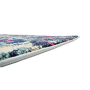 Unique Loom Jardin Collection Colorful, Vibrant, Abstract, Modern Area Rug, 4 x 6 ft, Blue/Pink