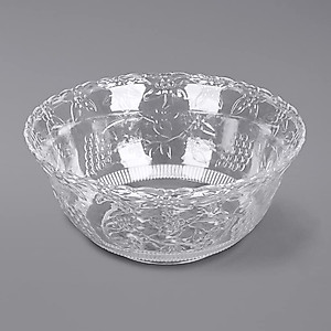 Premium Large Clear Punch Bowl Plastic Lightweight 2 Gallon with Clear Plastic Serving Ladle 5 oz Embroidered Design 8 Quart Serving Bowl