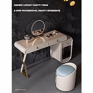 ZGNBSD Luxury Vanity - Makeup Table Vanity Table with Beauty Refrigerator, Vanity Set, Includes Makeup Mirror and Chair, Bedroom Vanity, for Her